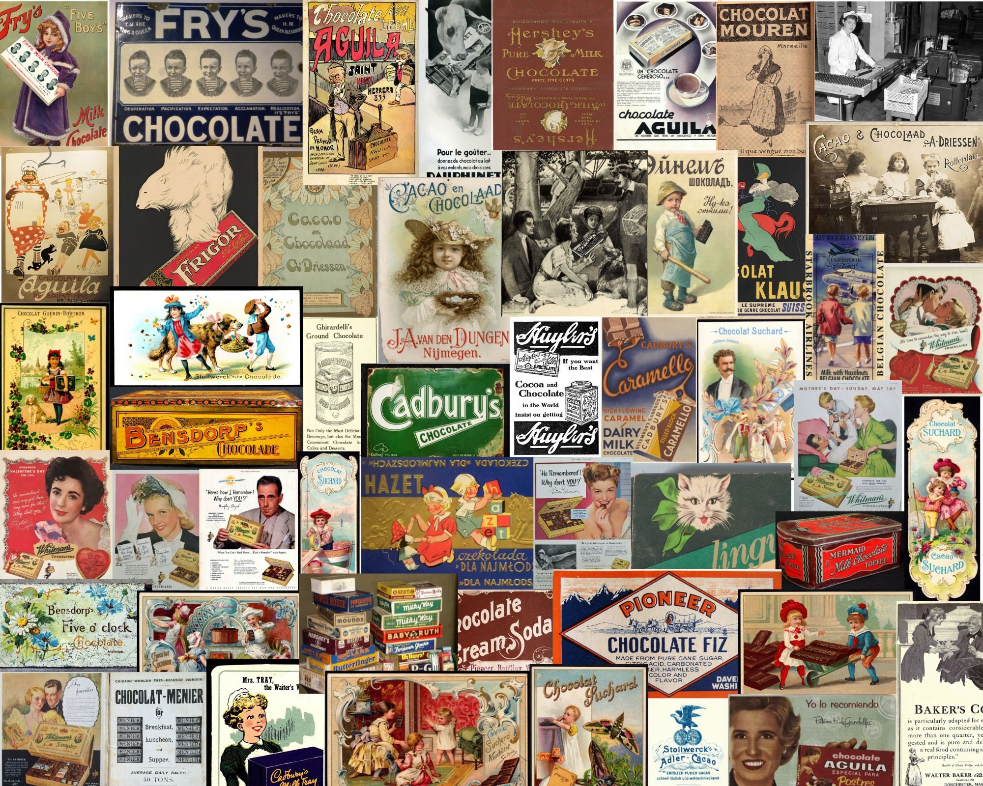 Chocolate Vintage Food Ads, Old Magazine Ads Illustrations, Printable ...