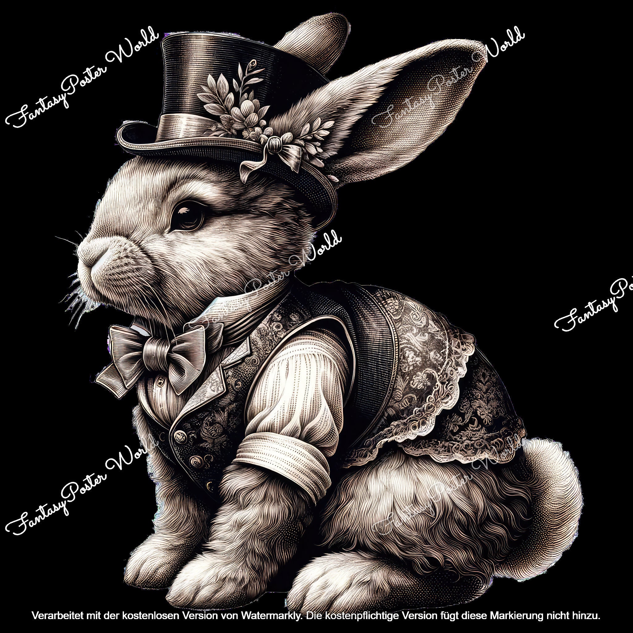 Easter Victorian Bunnies Clipart Digital, Printable Vintage Rabbit Clip ...
