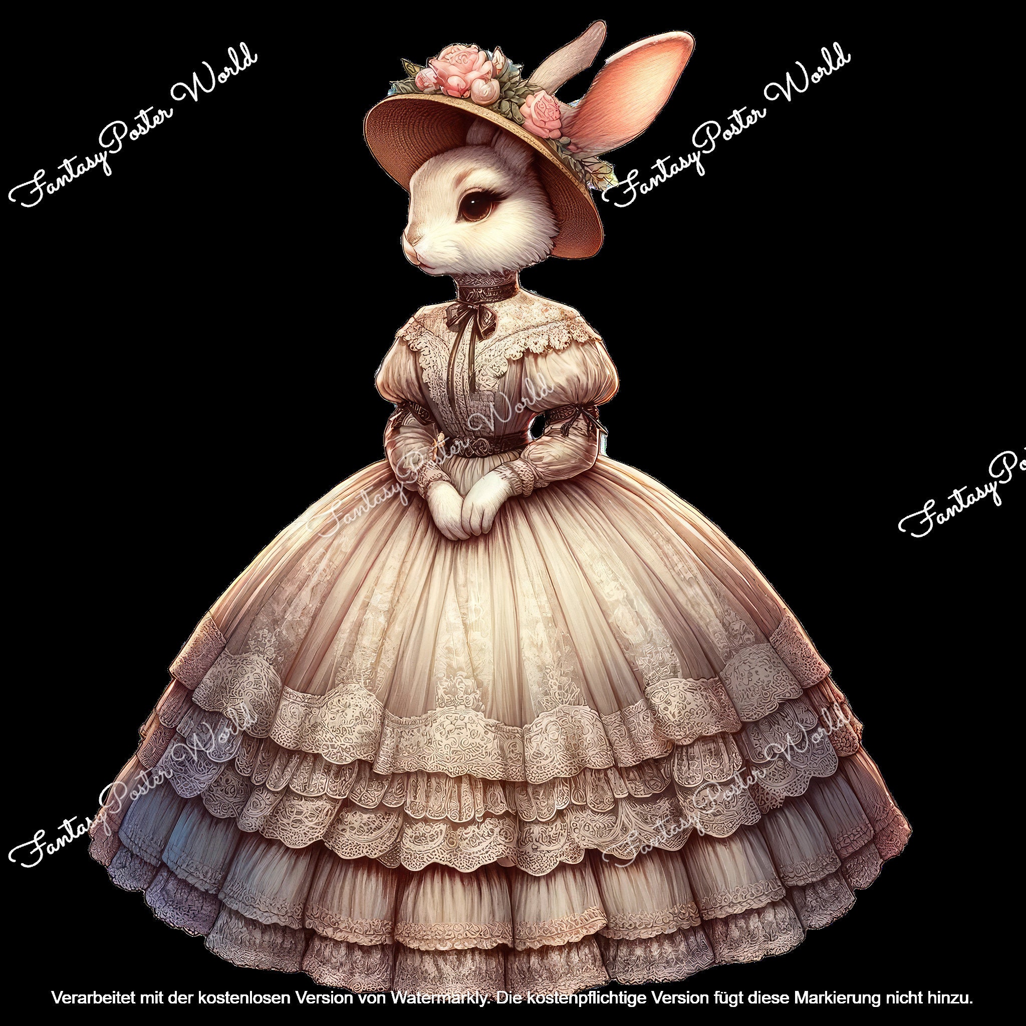 Easter Victorian Bunnies Clipart Digital, Printable Vintage Rabbit Clip ...
