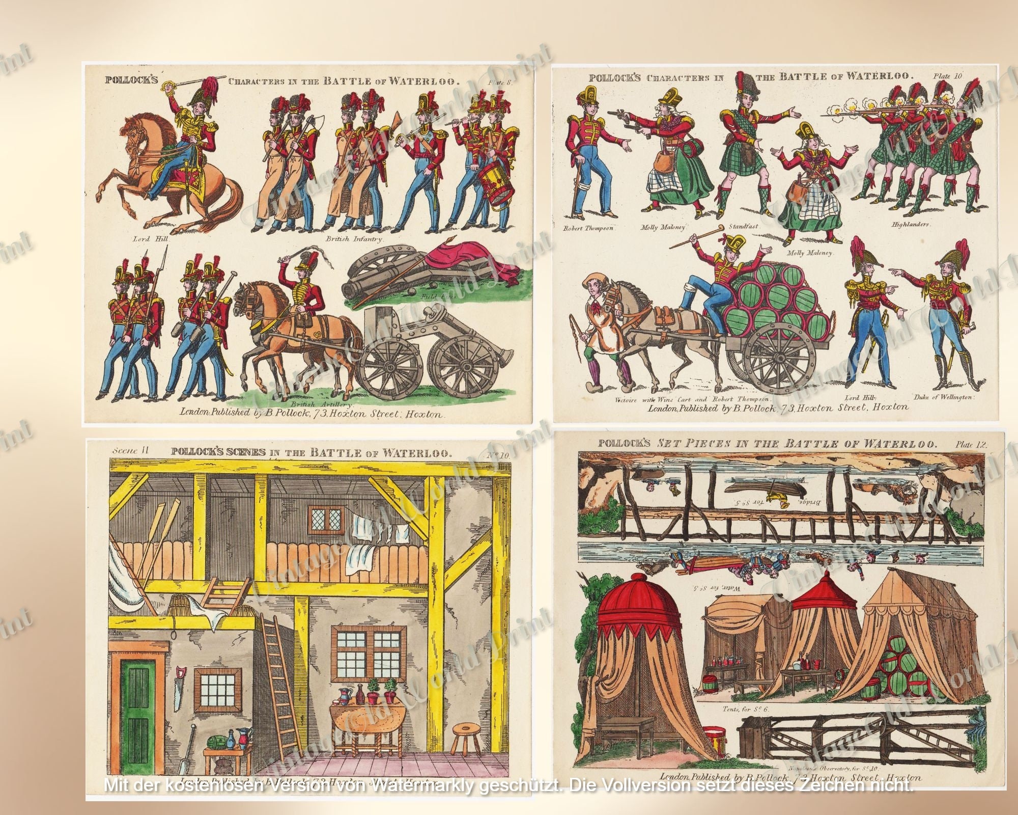 Papercraft Antique Battle of Waterloo Printable, 24 Sheets of Soldiers ...