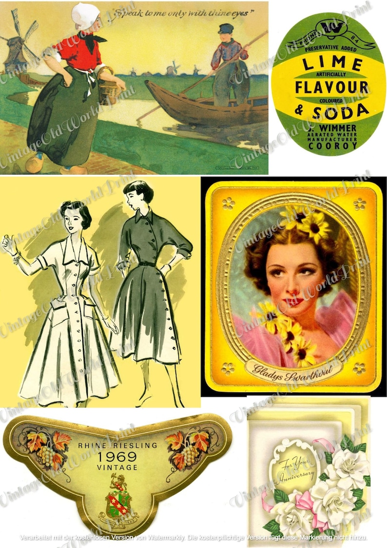 Vintage Advertising Images Nostalgia in YELLOW Printable Junk Journal ...