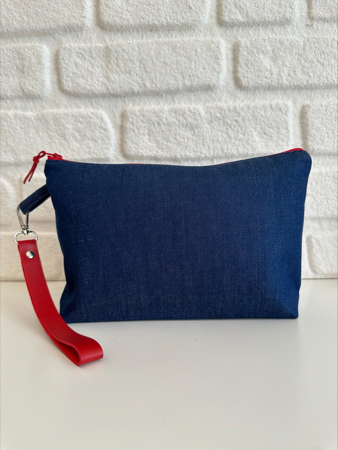 Handmade Denim Clutch Bag With Wrist Strap - Etsy