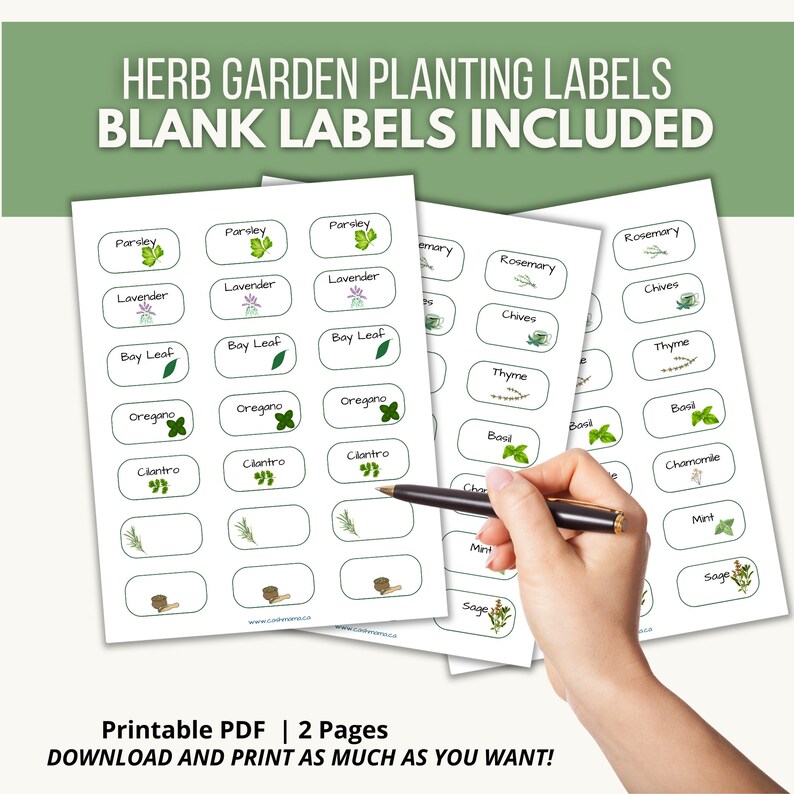 Stickers for Herb Garden Plant Markers, Printable Plant Labels ...