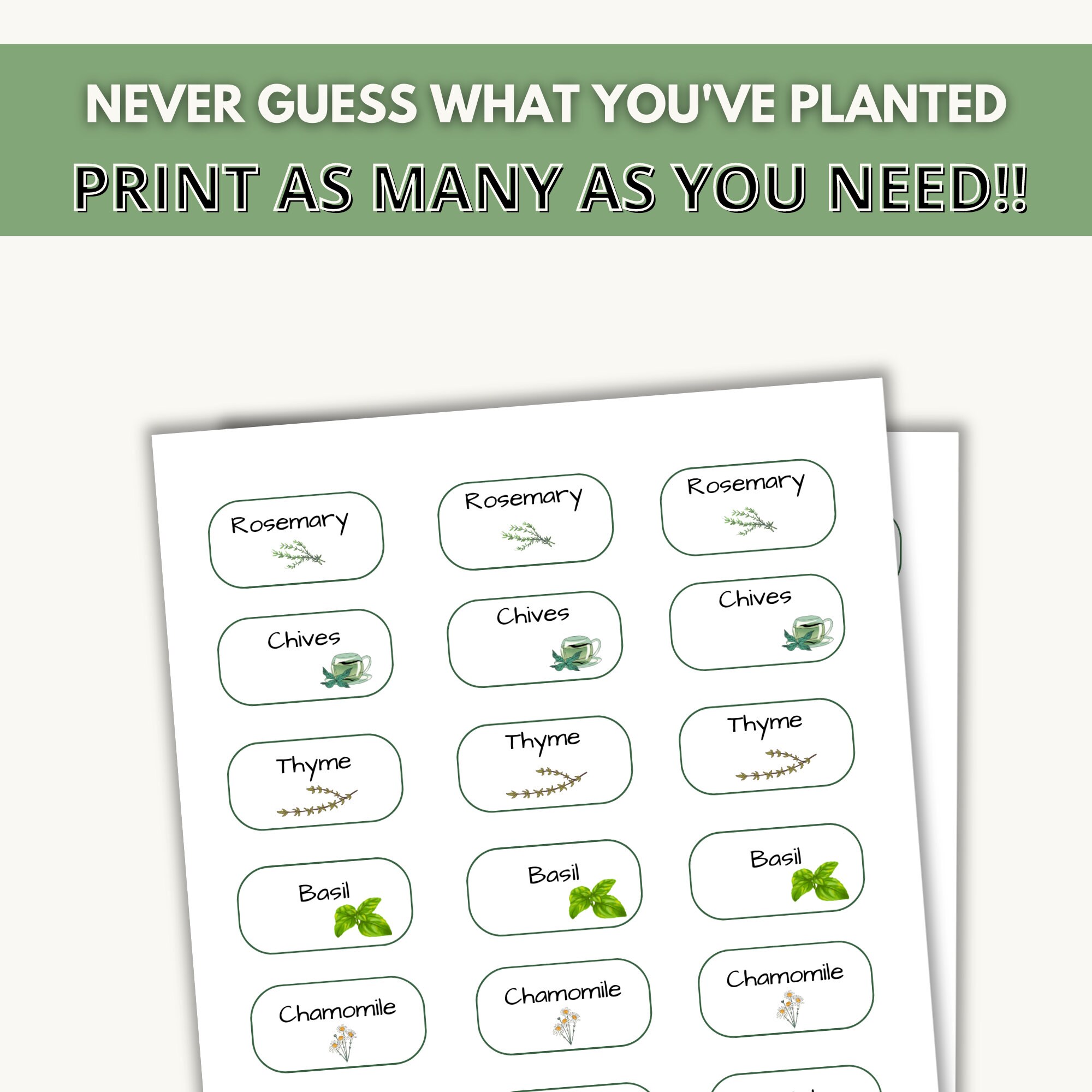 Stickers for Herb Garden Plant Markers, Printable Plant Labels ...