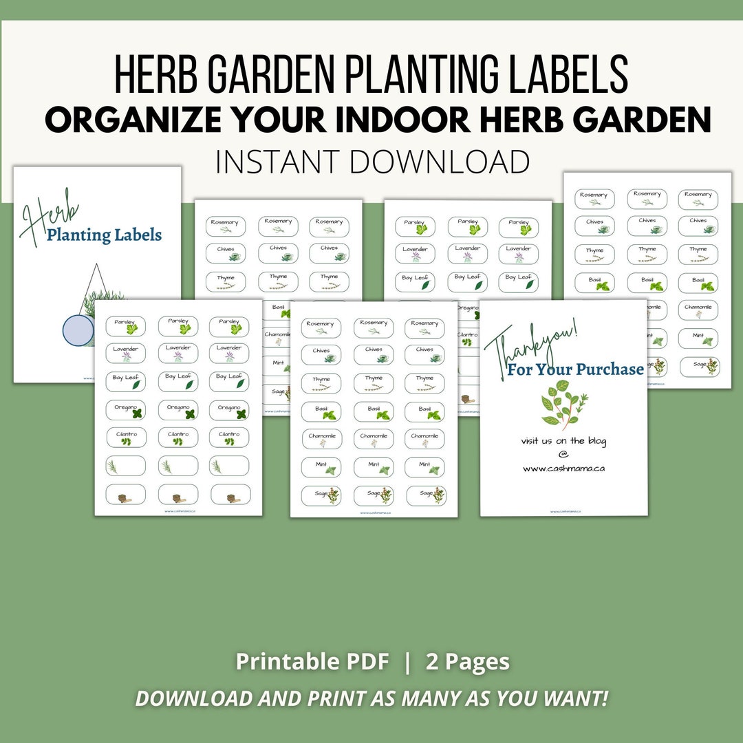 Stickers for Herb Garden Plant Markers, Printable Plant Labels ...