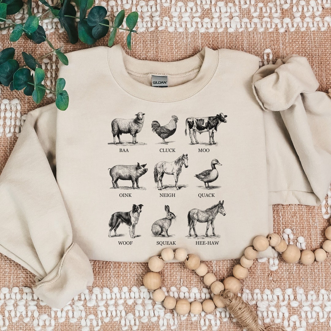 Vintage Farm Animal Sweatshirt, Animal Lover Sweatshirt, Farm ...