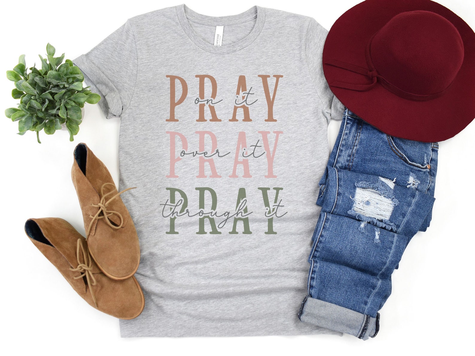 Trendy Christian Sweatshirt, Women's Religious Shirt, Pray on It Pray ...