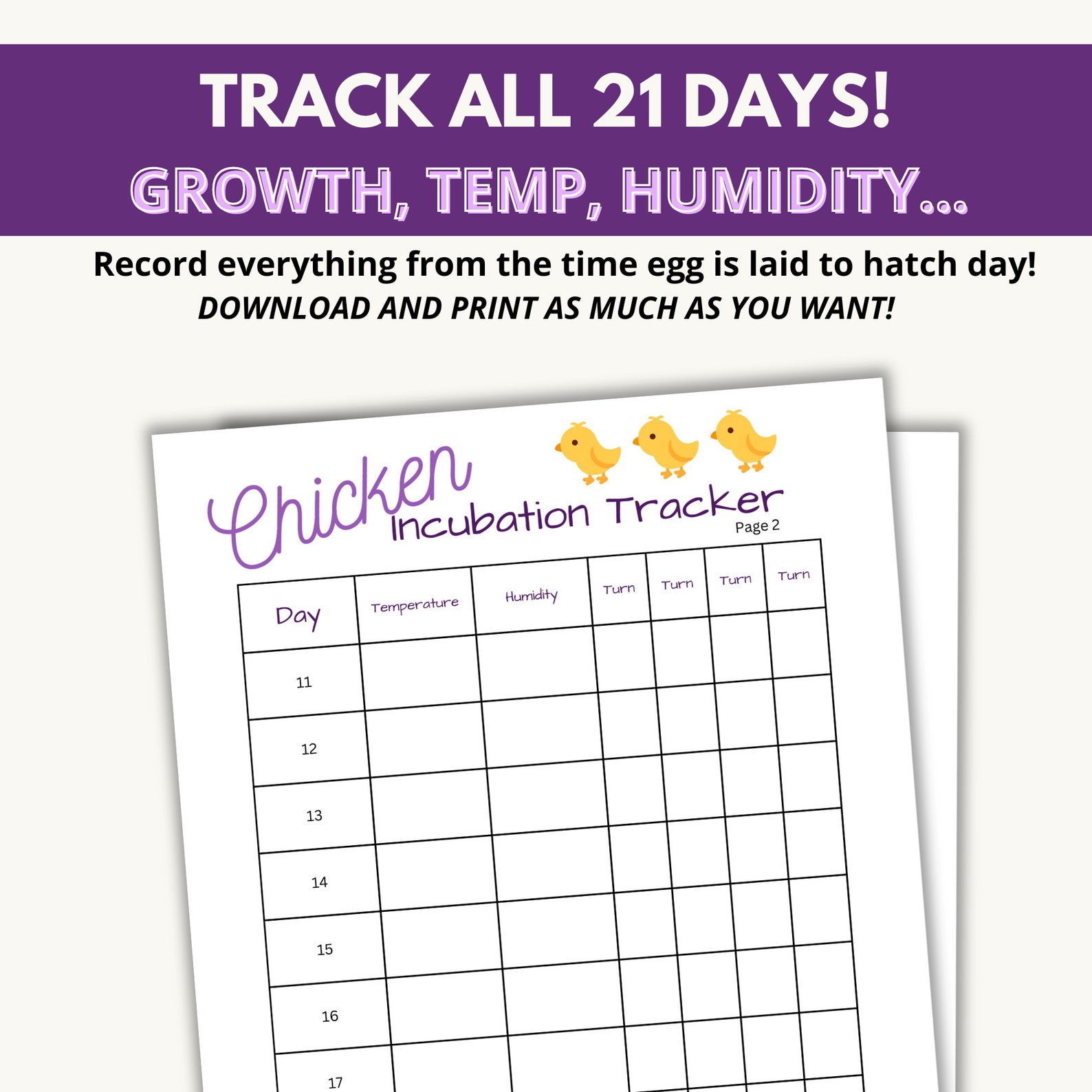 Chicken Incubation Journal, Printable Hatching Tracker, Backyard Flock ...
