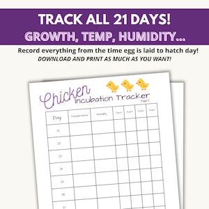 Chicken Incubation Journal, Printable Hatching Tracker, Backyard Flock ...
