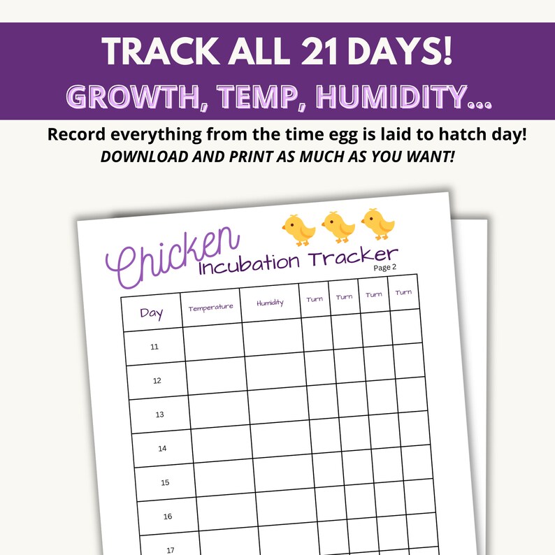 Chicken Incubation Journal, Printable Hatching Tracker, Backyard Flock ...