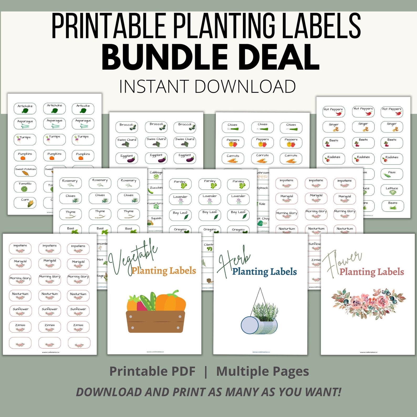 Printable Garden Labels, Vegetable Labels, Vegetable Stickers, Flower ...
