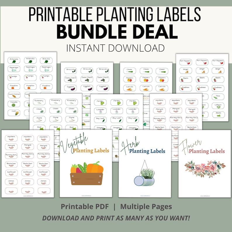 Printable Garden Labels, Vegetable Labels, Vegetable Stickers, Flower ...