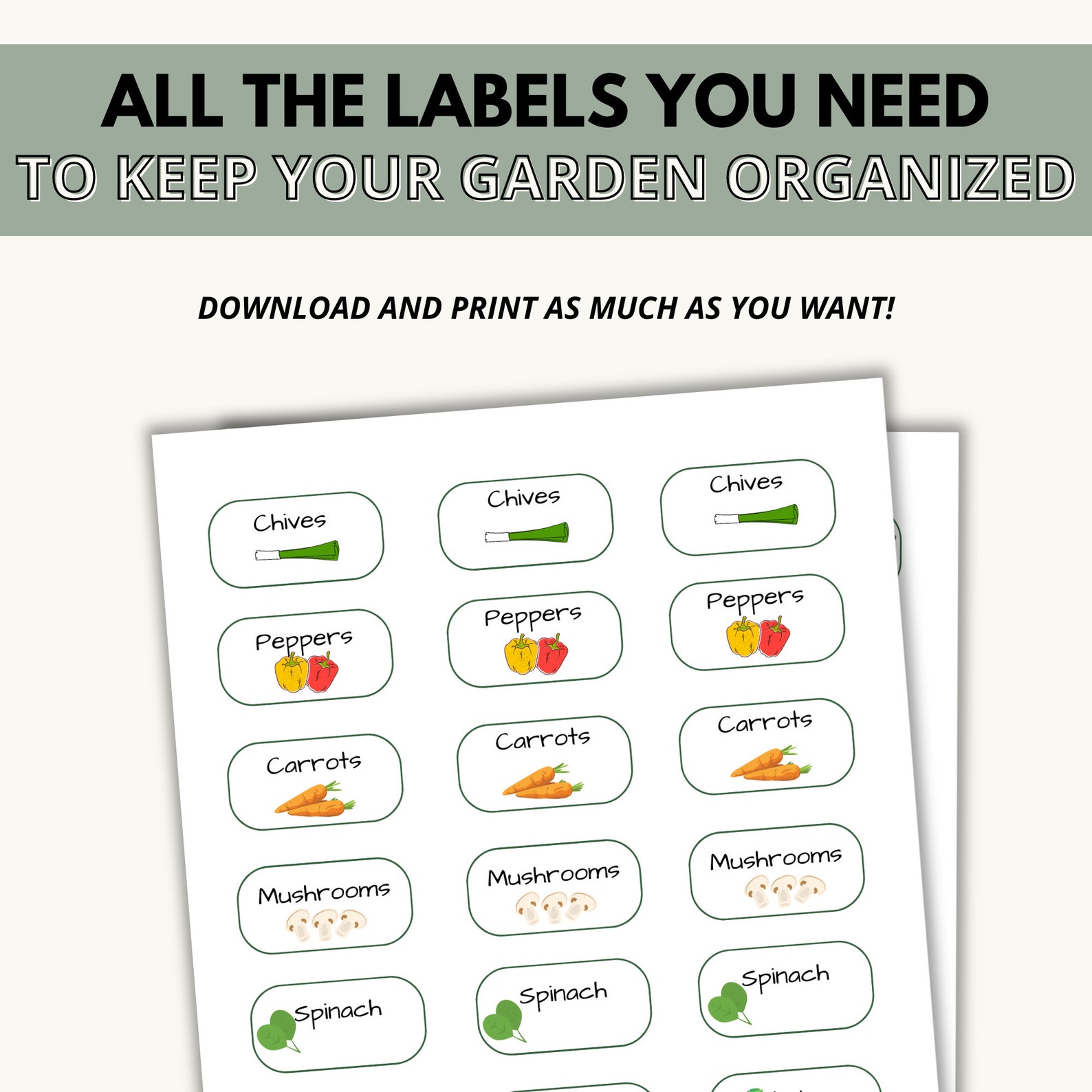 Printable Garden Labels, Vegetable Labels, Vegetable Stickers, Flower ...