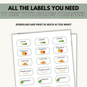 Printable Garden Labels, Vegetable Labels, Vegetable Stickers, Flower ...