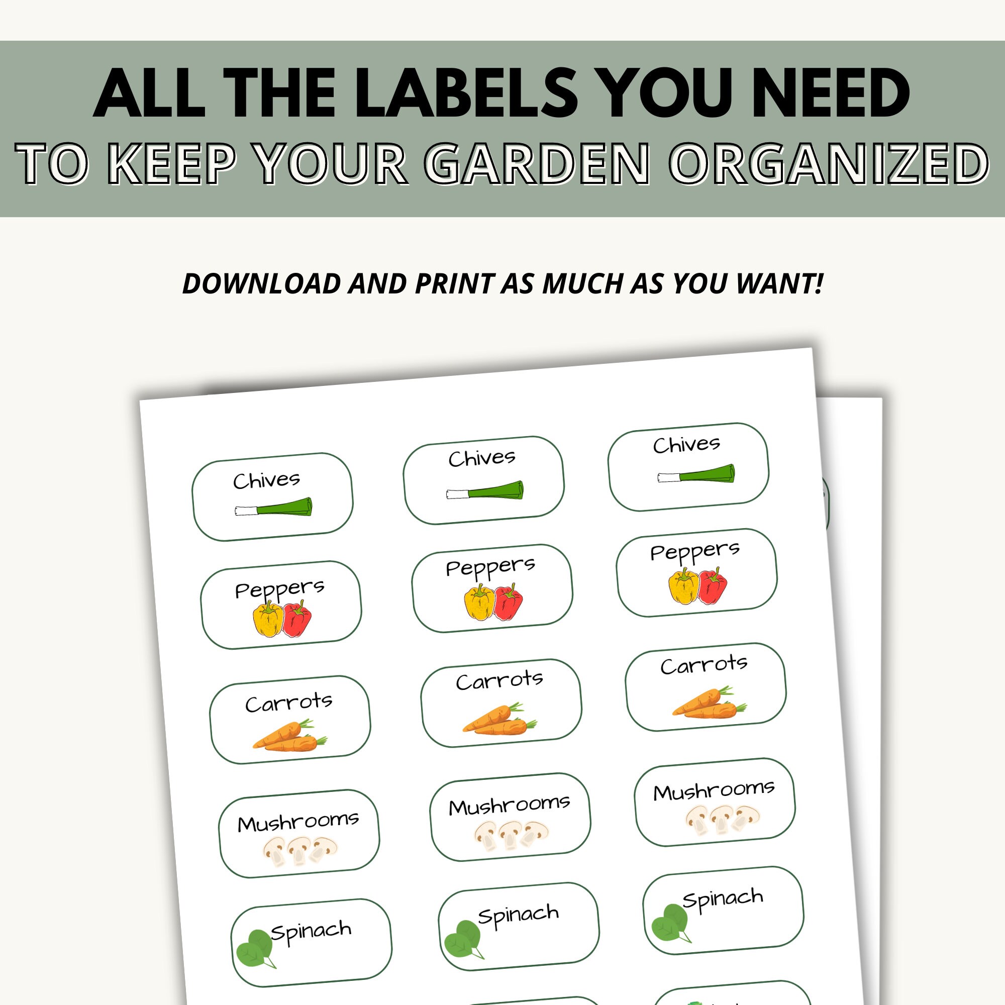 Printable Garden Labels, Vegetable Labels, Vegetable Stickers, Flower ...
