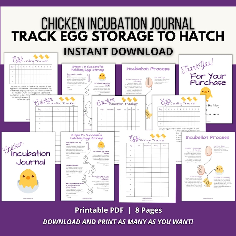 Chicken Incubation Journal, Printable Hatching Tracker, Backyard Flock ...