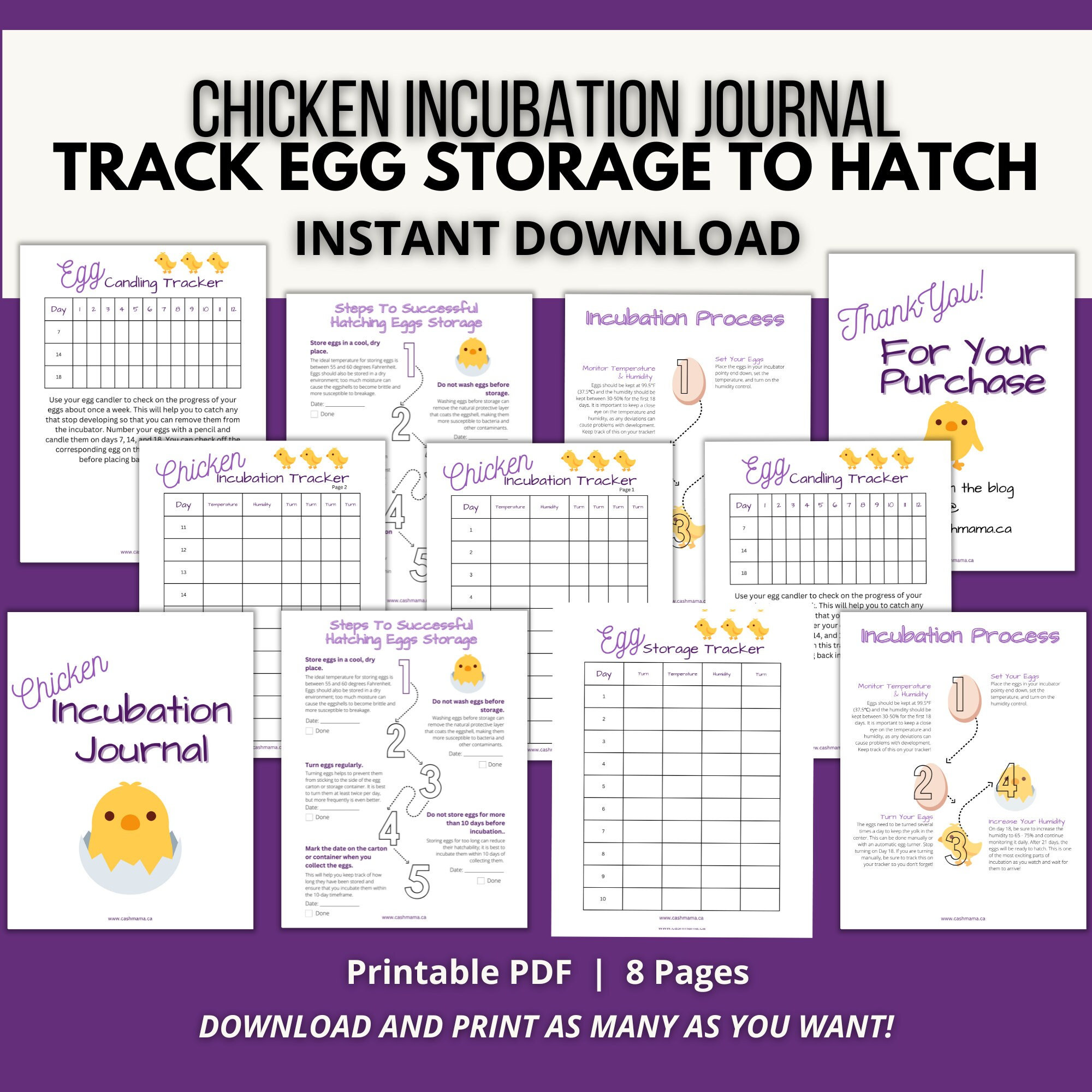 Chicken Incubation Journal, Printable Hatching Tracker, Backyard Flock ...