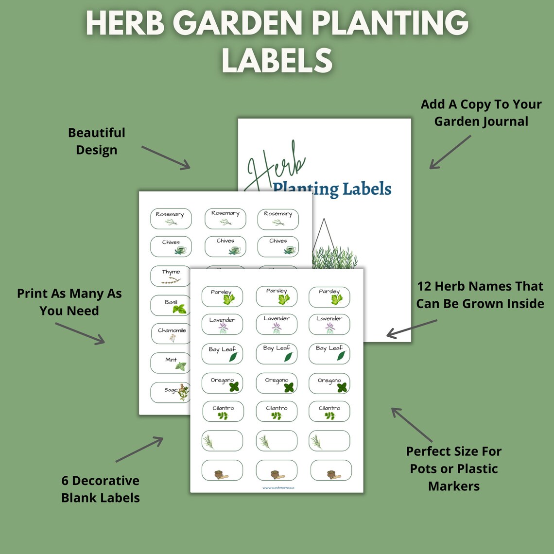 Stickers for Herb Garden Plant Markers, Printable Plant Labels ...