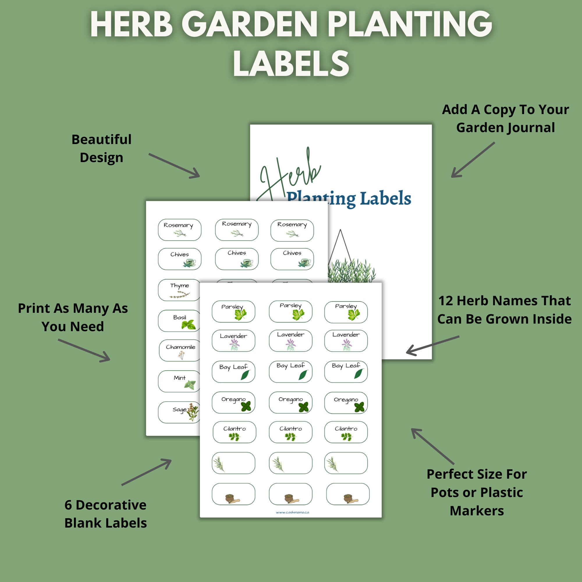 Stickers for Herb Garden Plant Markers, Printable Plant Labels, Printable Plant Markers, Herb ...