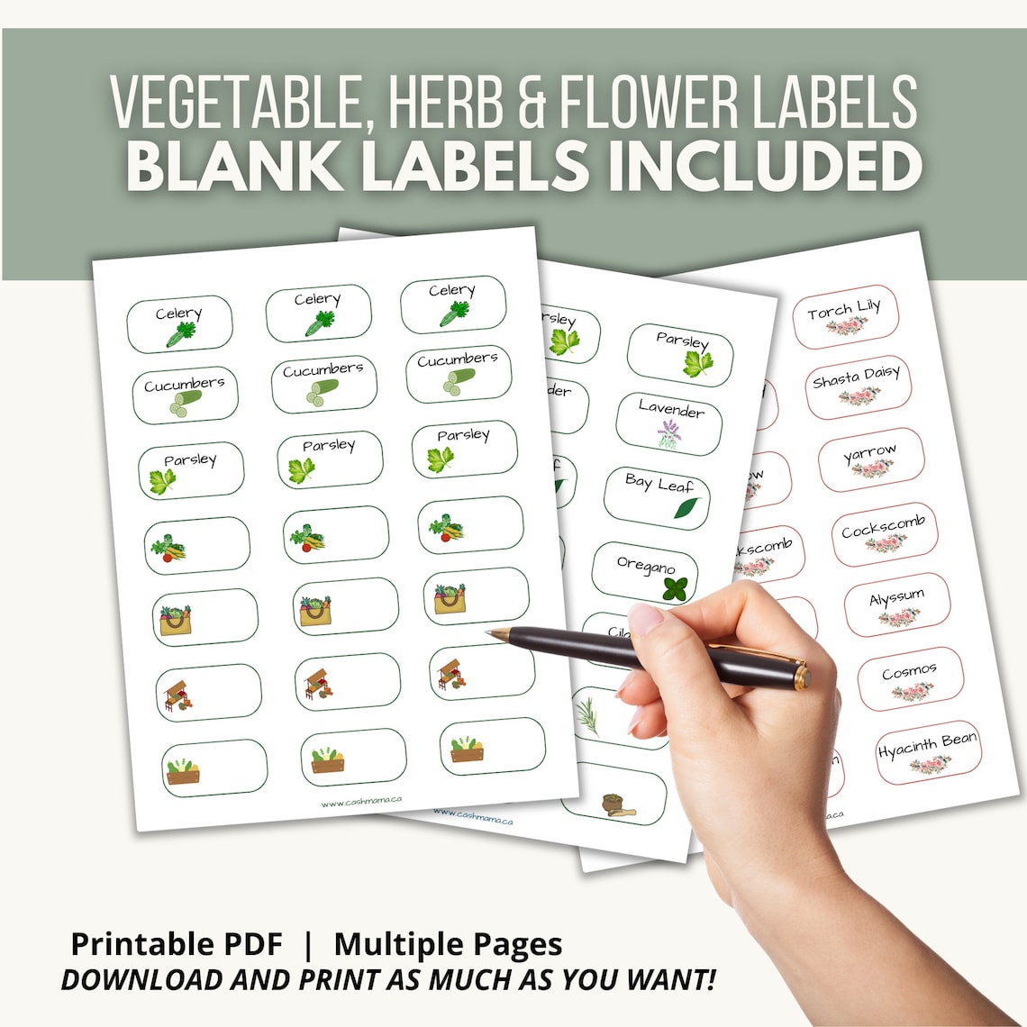 Printable Garden Labels, Vegetable Labels, Vegetable Stickers, Flower ...