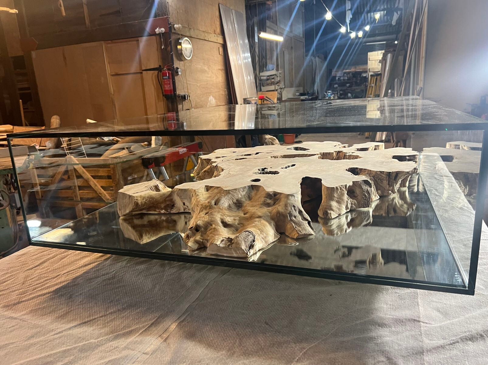 Glass Coffee Table With Tree Stump - Etsy