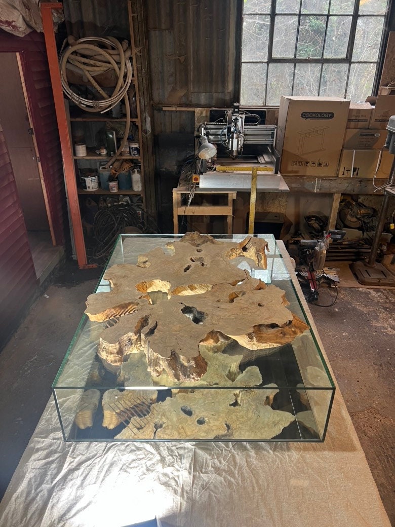 Glass Coffee Table With Tree Stump - Etsy