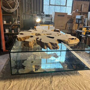 Glass Coffee Table With Tree Stump - Etsy