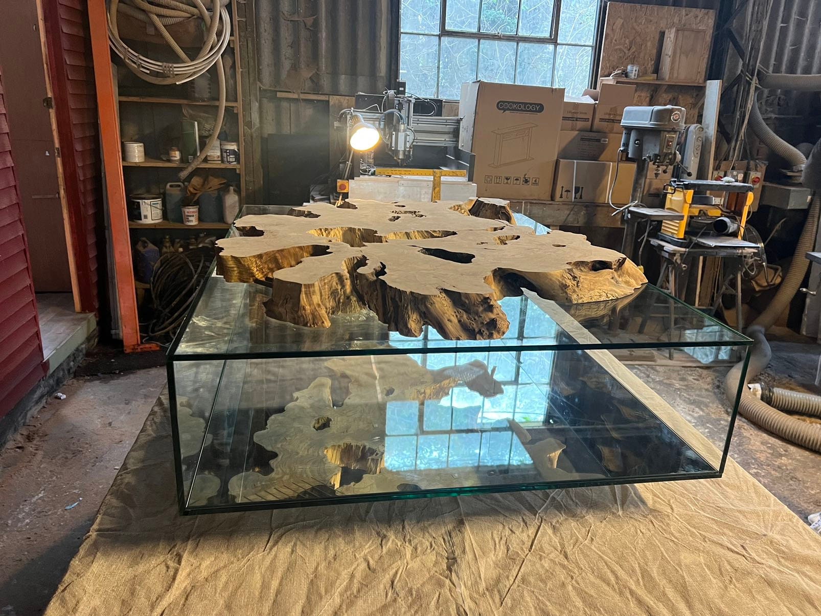 Glass Coffee Table With Tree Stump - Etsy