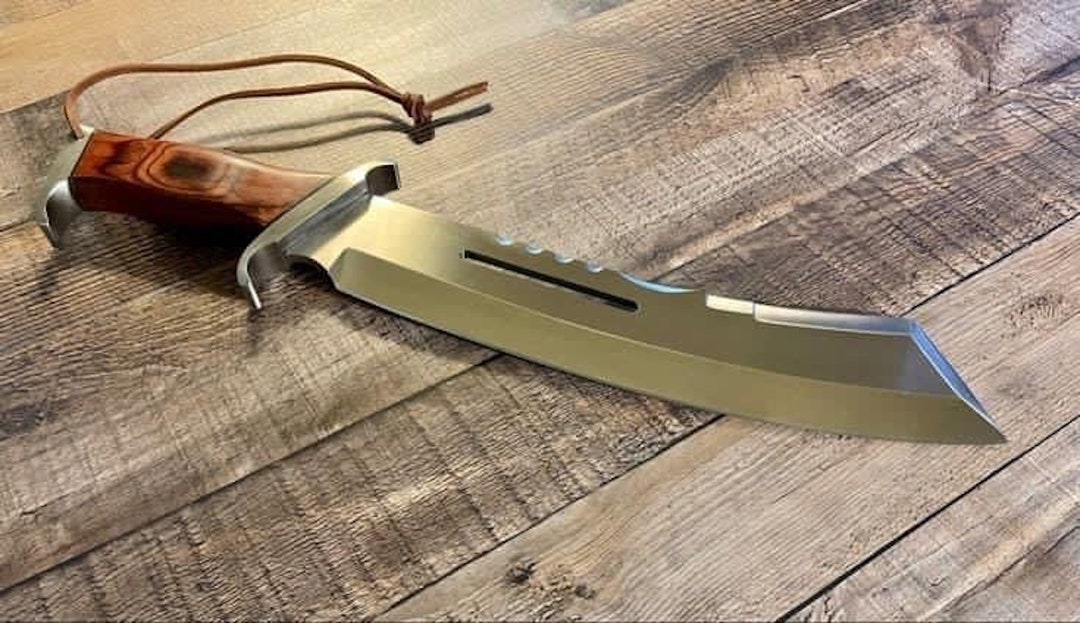 Handmade Custom 17 Inches Rambo Hunting Survival Knife With Leather ...