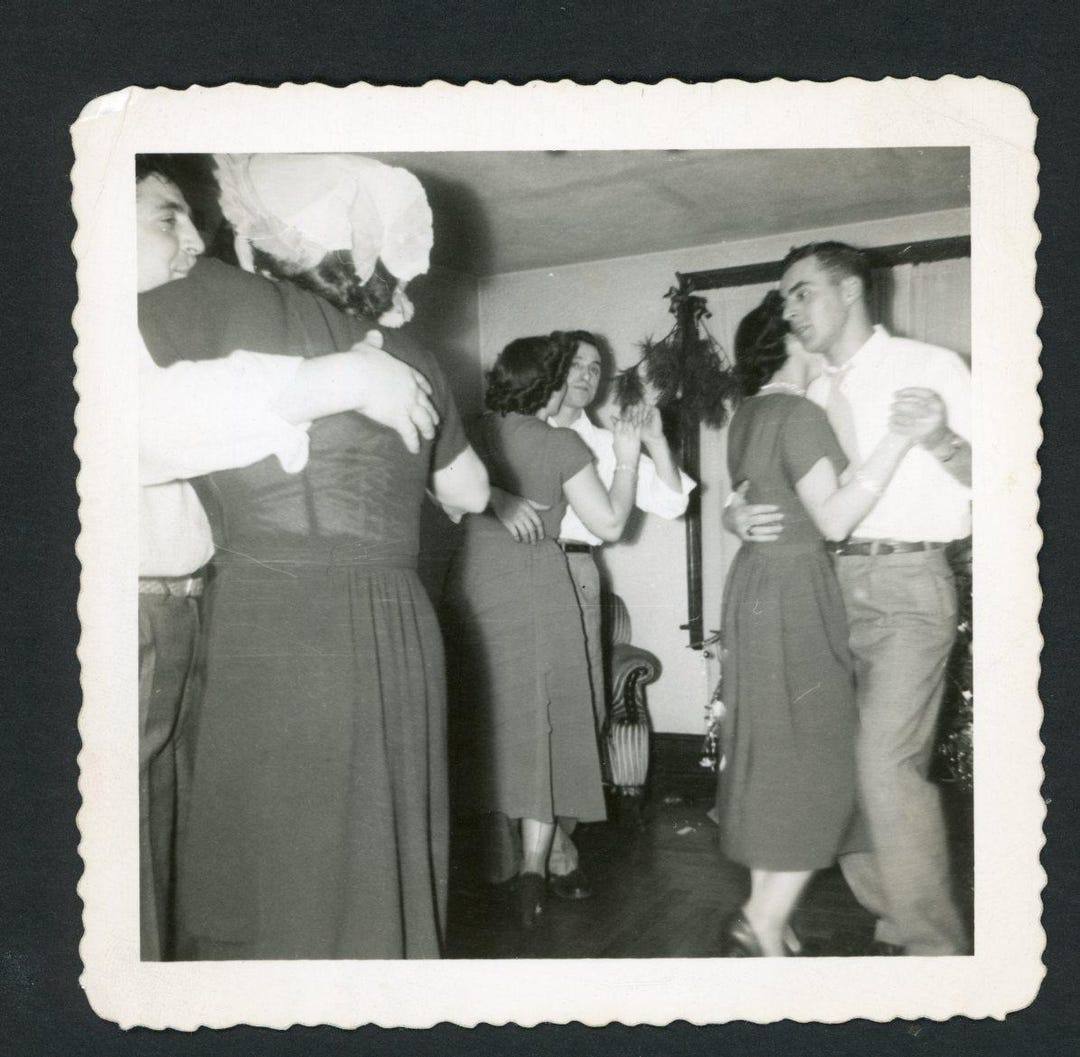 Vintage Photo Snapshot 1940s Couples Dancing Cheek to Cheek on the ...
