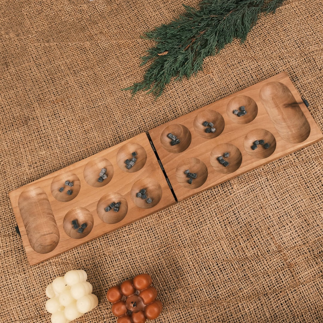 Handmade Mancala Board Game, Walnut Wood Mancala, Kalaha Wooden Board ...