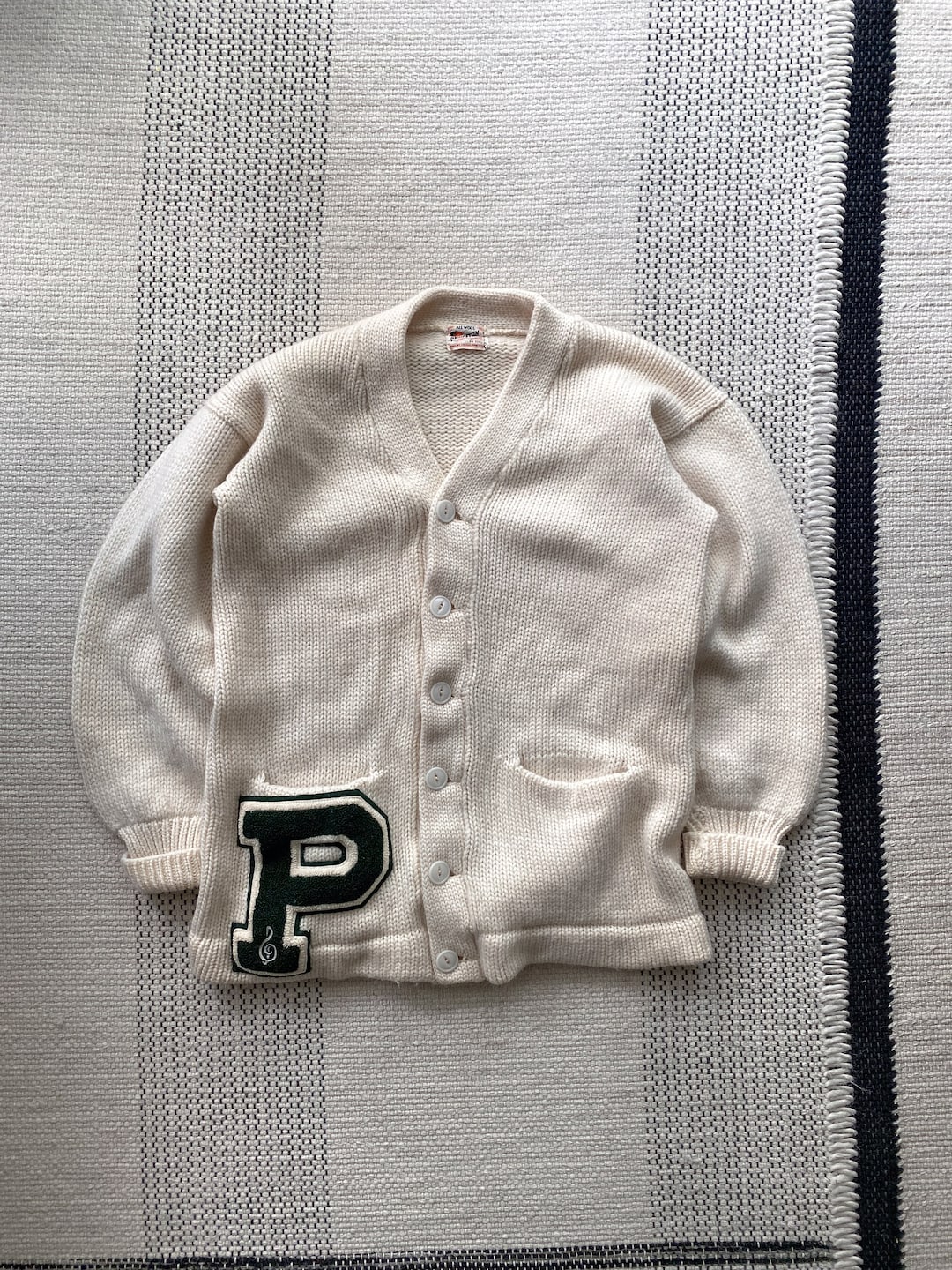 Vintage 1960s Princeton Award Varsity Sweater Cardigan White Size M - Etsy