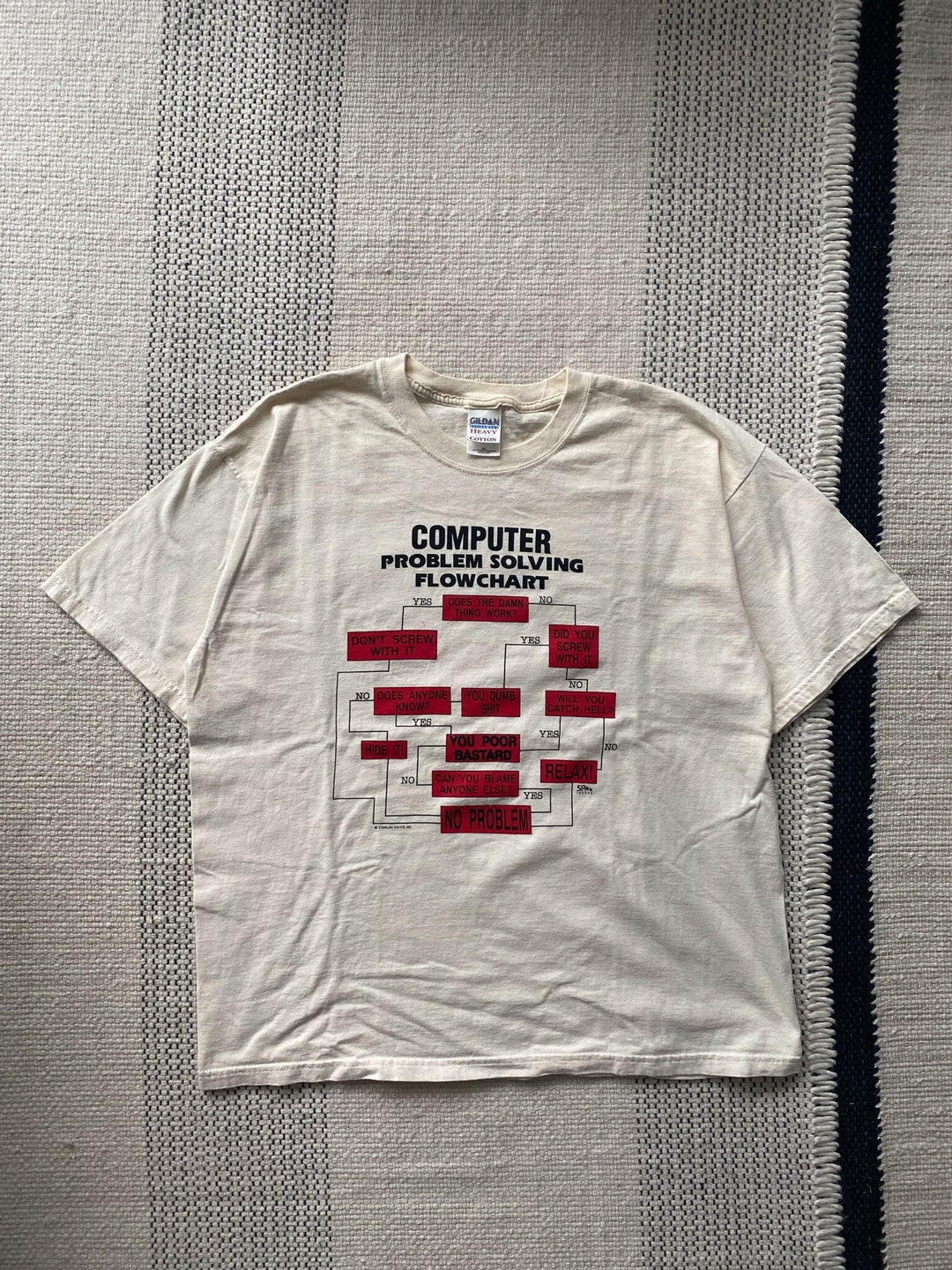 Vintage Computer Problem Solving Flowchart Funny Tee T-shirt Size XL - Etsy