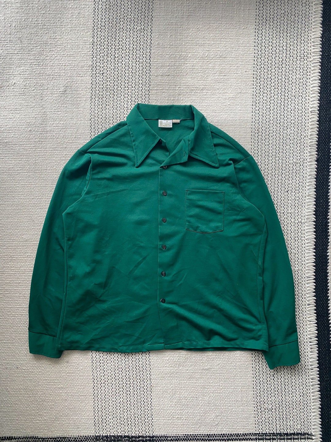 Vintage Sears Green Disco Button up Shirt - Size XL - Etsy Canada