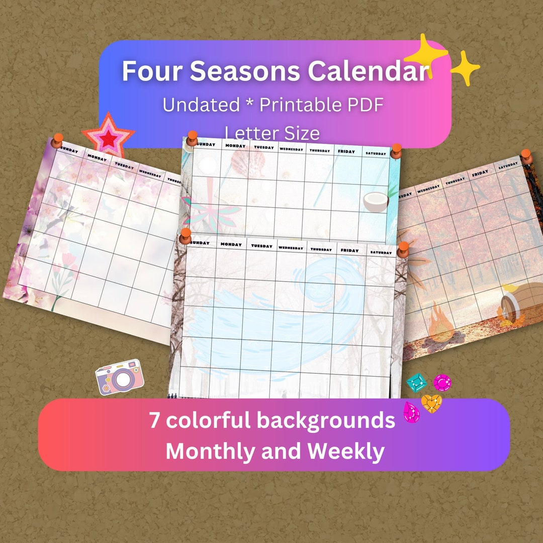 Four Seasons Bundle 2023/2024 Calendar, Spring Summer Autumn Fall ...
