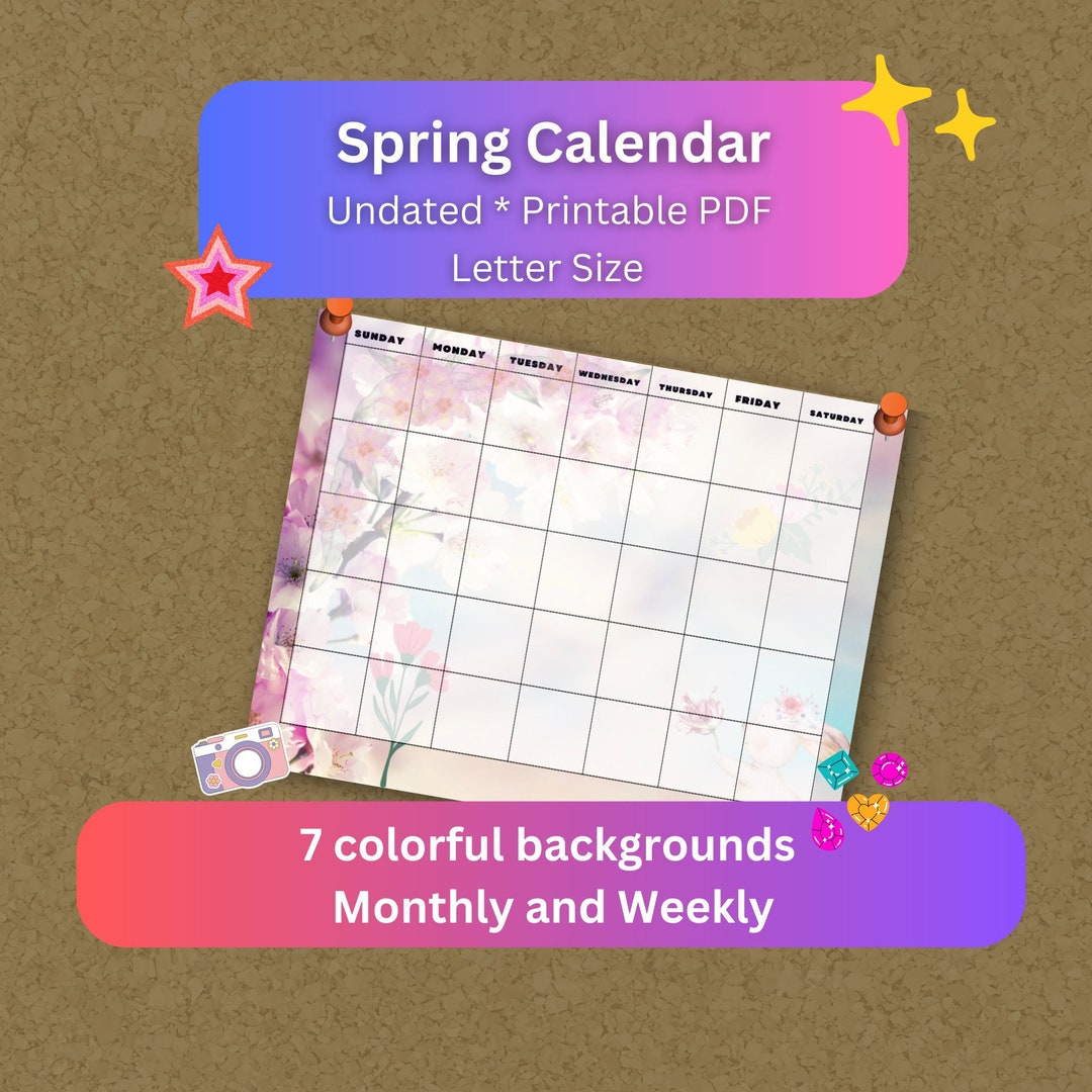 Spring 2024 Calendar, Flowers Leaves Bouquet Roses, Printable Classroom ...