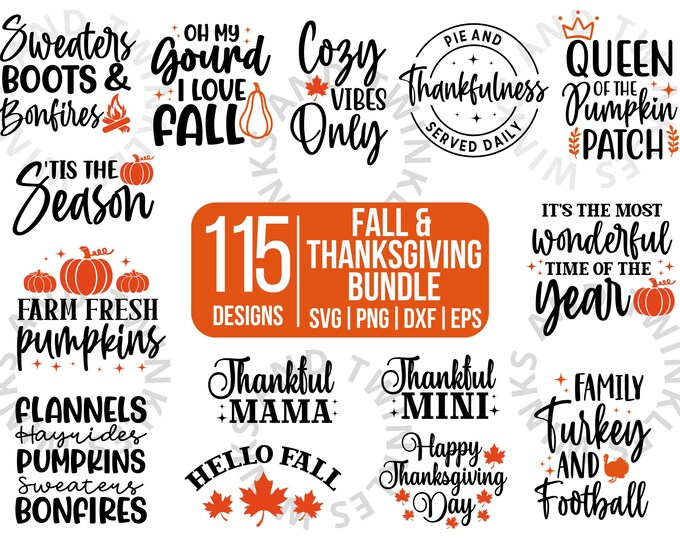 Fall Svg Bundle, Autumn Svg Bundle, Thanksgiving Svg Bundle, Fall Svg ...