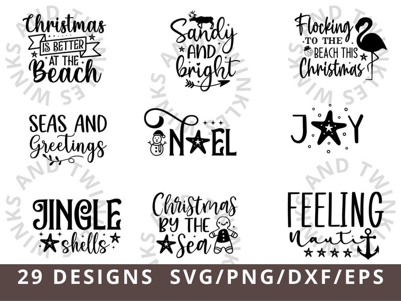 Beach Christmas SVG Bundle, Tropical Christmas Svg, Nautical Christmas ...