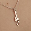 Sterling Silver Treble Clef Necklace, Dainty Music Note Necklace ...