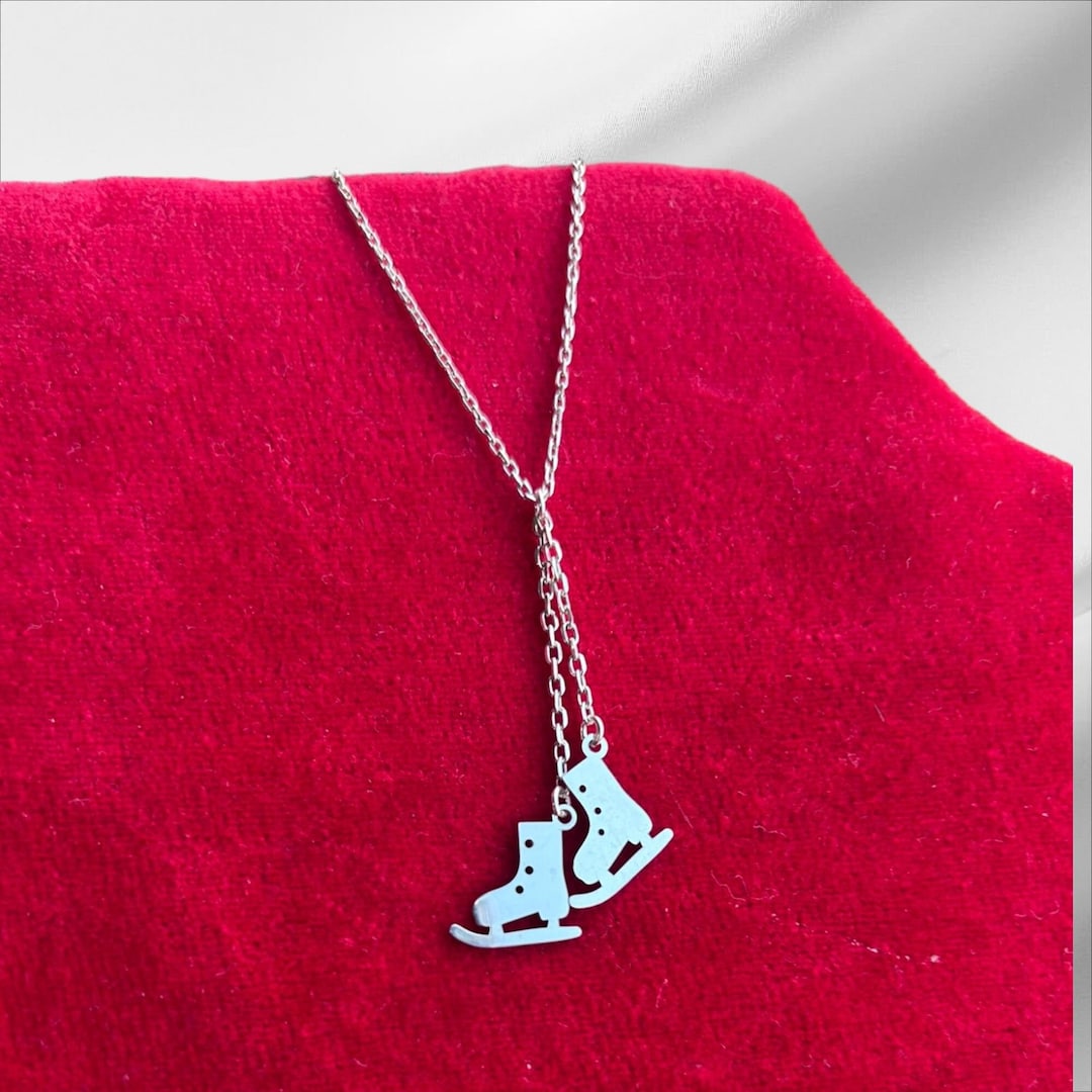 Sterling Silver Ice Skating Necklace, Winter Sports Necklace, Dainty ...