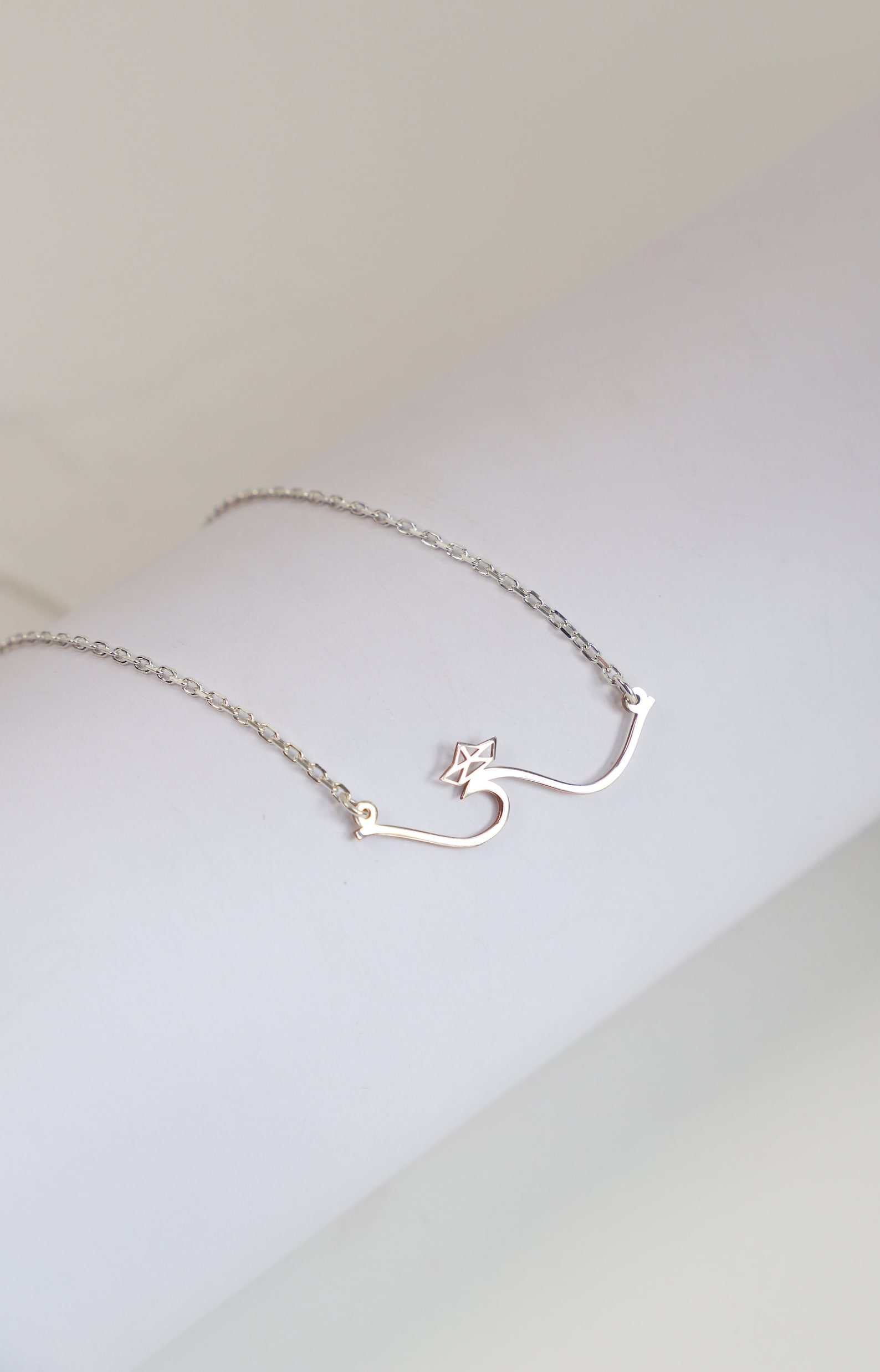 Paper Boat and Wave Necklace, Sterling Silver Ocean Necklace, Dainty ...