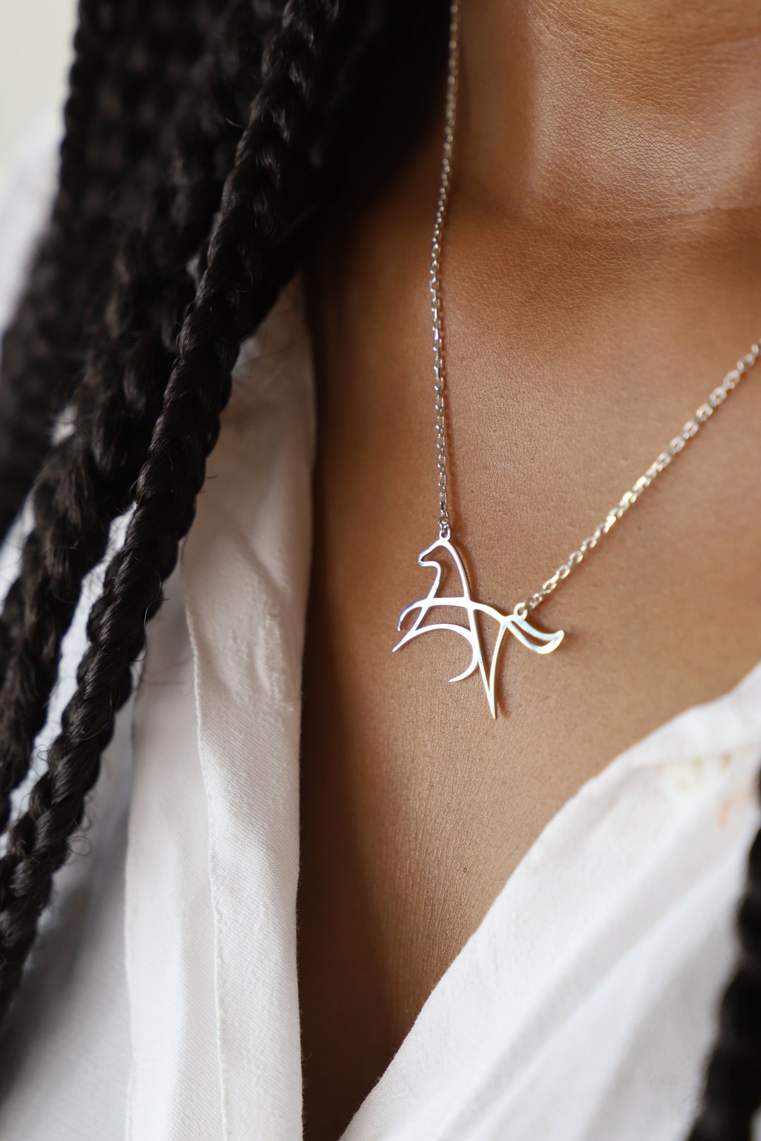 Sterling Silver One Line Horse Necklace, Racing Horse Pendant, Animal ...