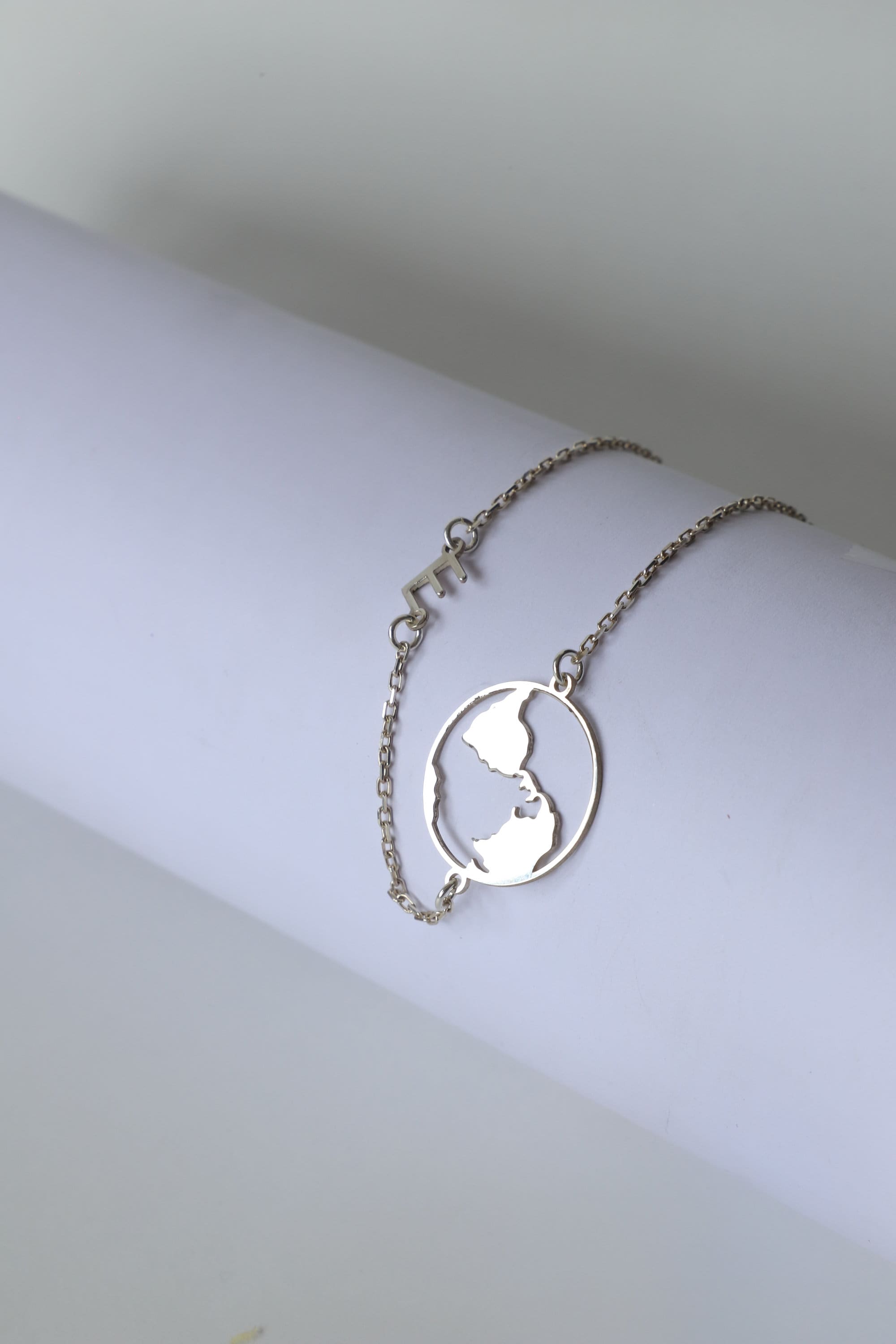 Sterling Silver World Map With Initial Necklace Custom Letter - Etsy