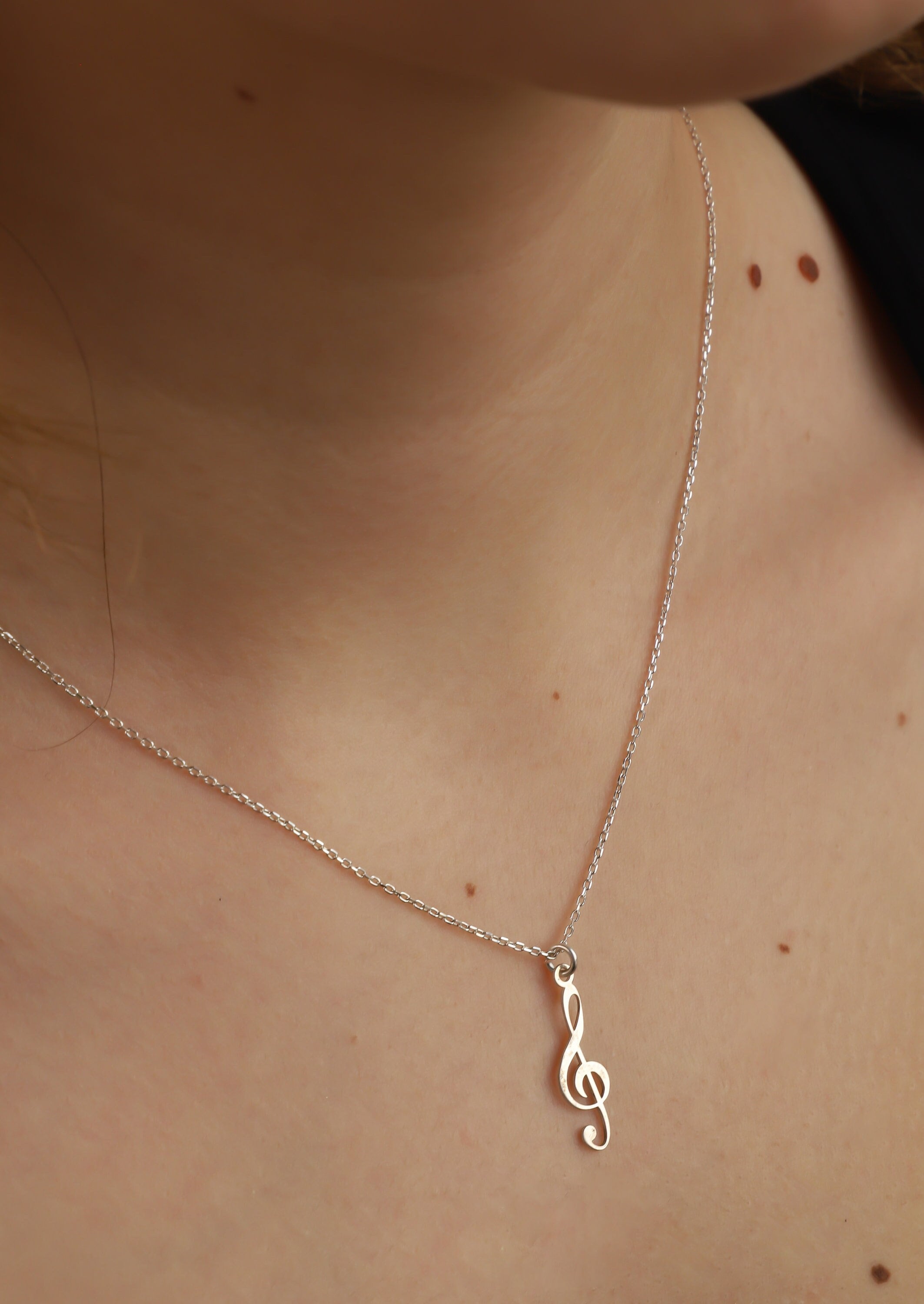 Musical Note Necklace, Treble Clef Necklace, Musical Charm Pendant ...