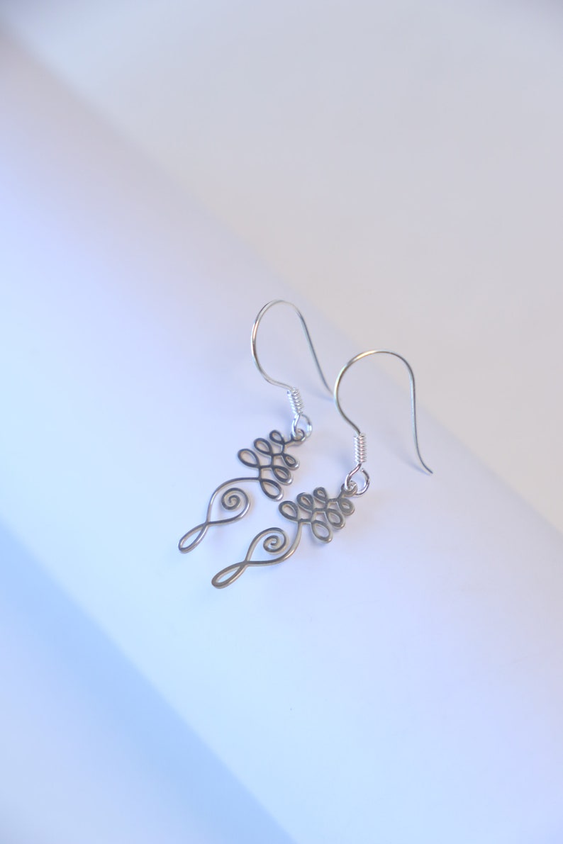 Lotus Flower Pattern Silver Unalome Earrings, Sterling Silver Spiritual ...
