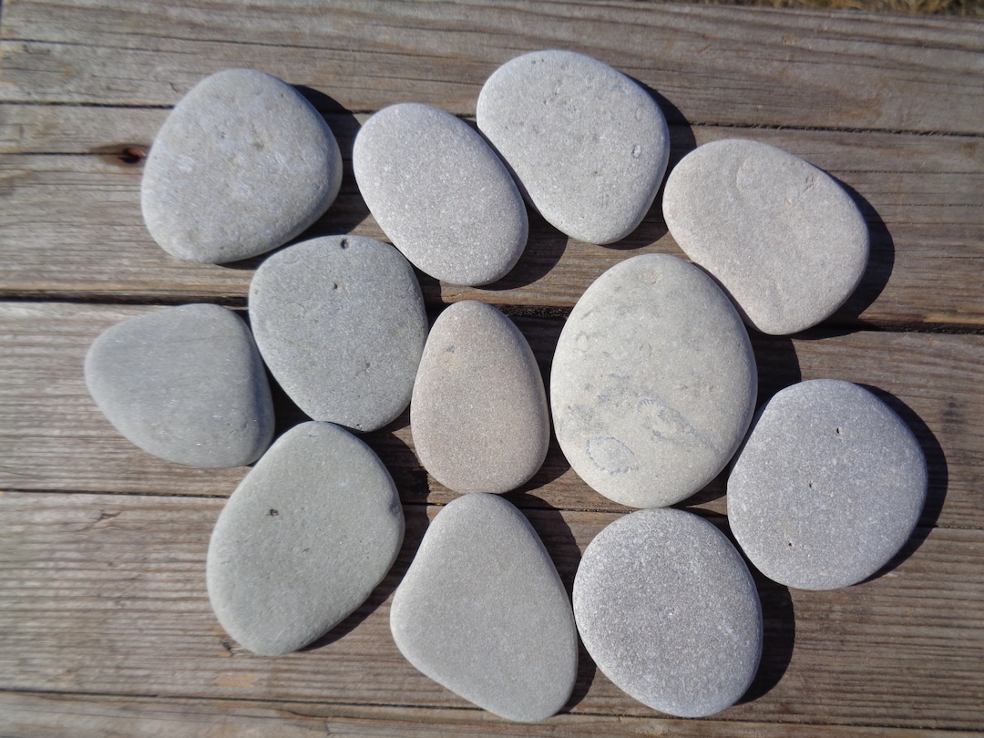 20 Small Smooth and Very Flat Stones 1.4-2/35-50mm Selection of Sea ...