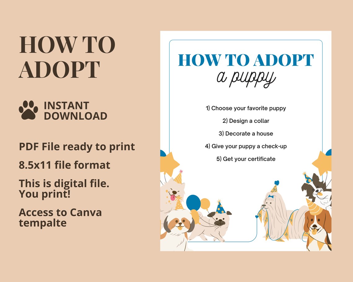 Adopt a Puppy Party Bundle, Puppy Party Games, Puppy Birthday Party ...