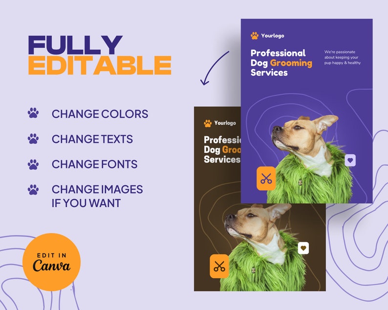 Dog Grooming Flyer | A5 Double Sided Flyer Template | Dog Grooming ...