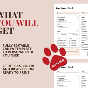Printable Dog Report Card Template for Pet Sitters and Doggie Daycares ...