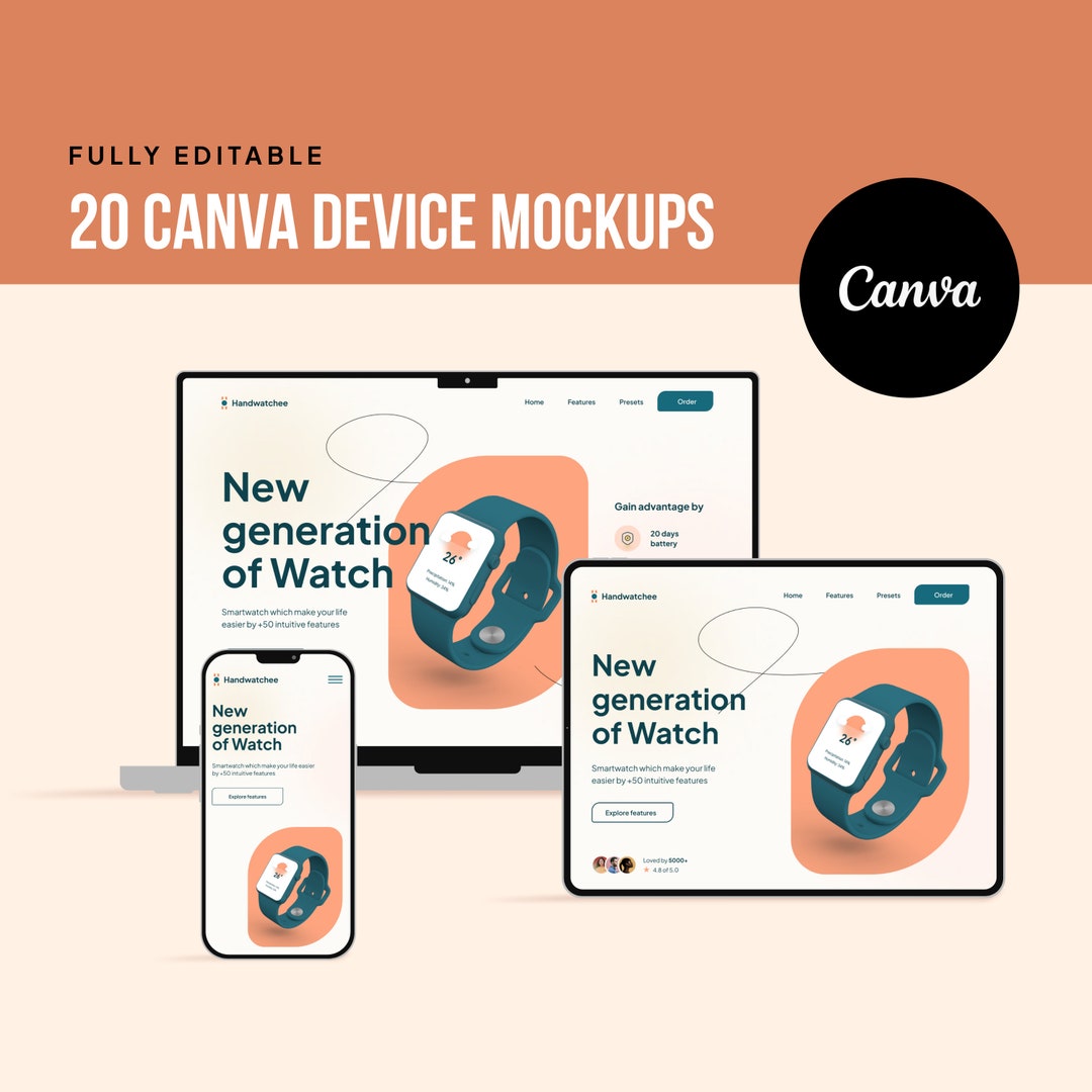 20 Canva Device Mockups + SVG Files | Fully Editable iPhone Mockup ...